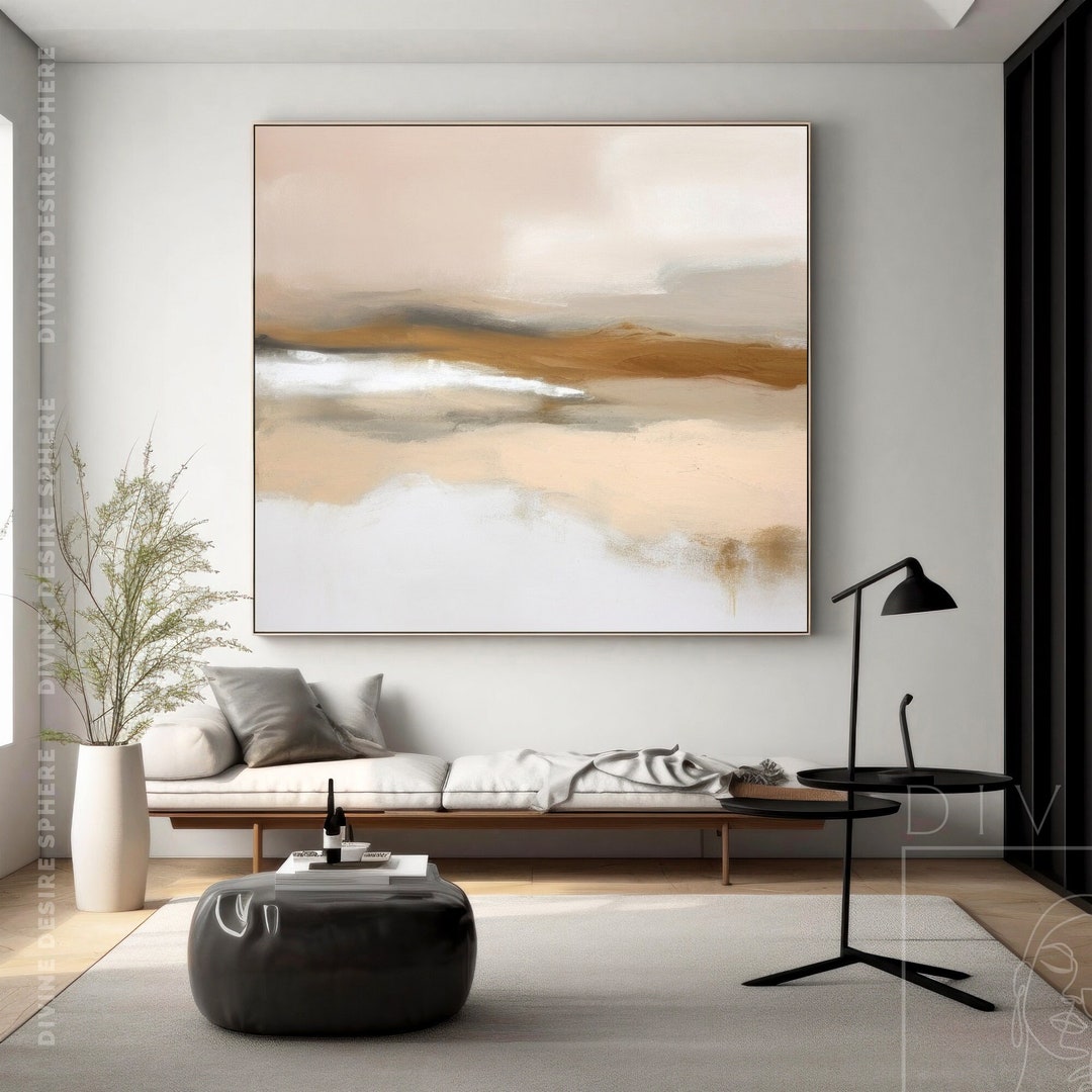 Extra Large Beige Abstract Landscape Painting Modern Boho - Etsy