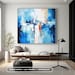 Extra Large Blue Abstract Canvas Wall Art, Colorful Palette Knife Oil ...