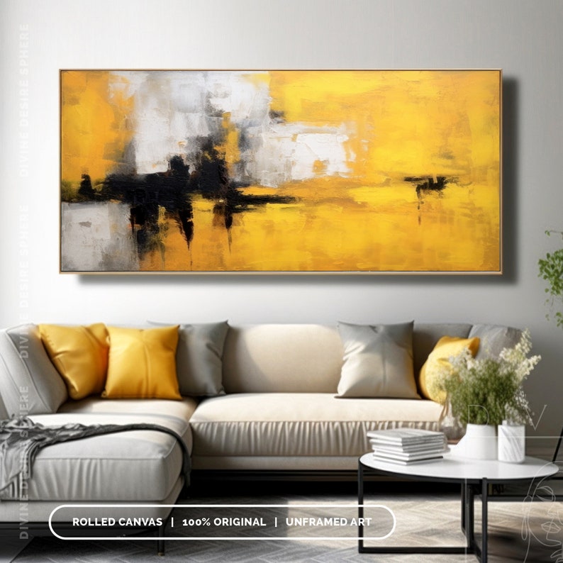 Extra Large Yellow Abstract Canvas Painting for Hallway - Etsy