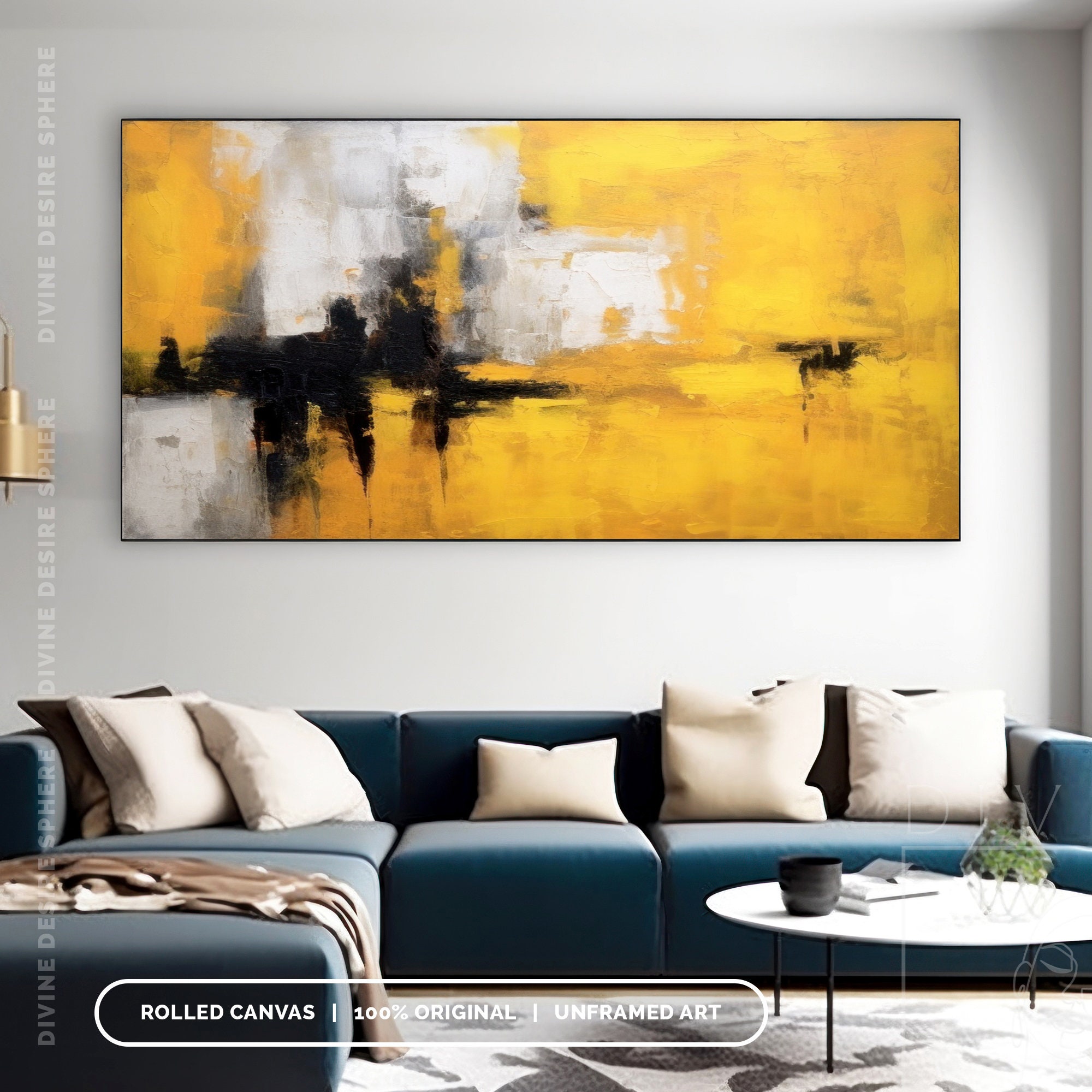 Extra Large Yellow Abstract Canvas Painting for Hallway - Etsy