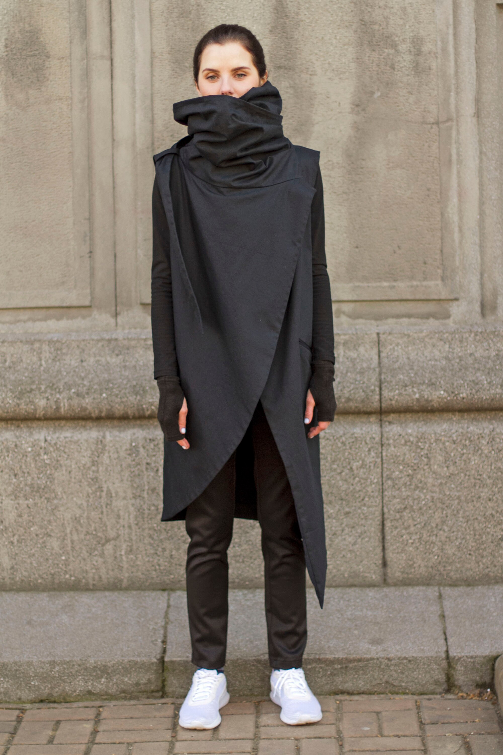 Black Vest dino, Cyberpunk Style, Teckwear Black Vest, Cybergoth Long ...