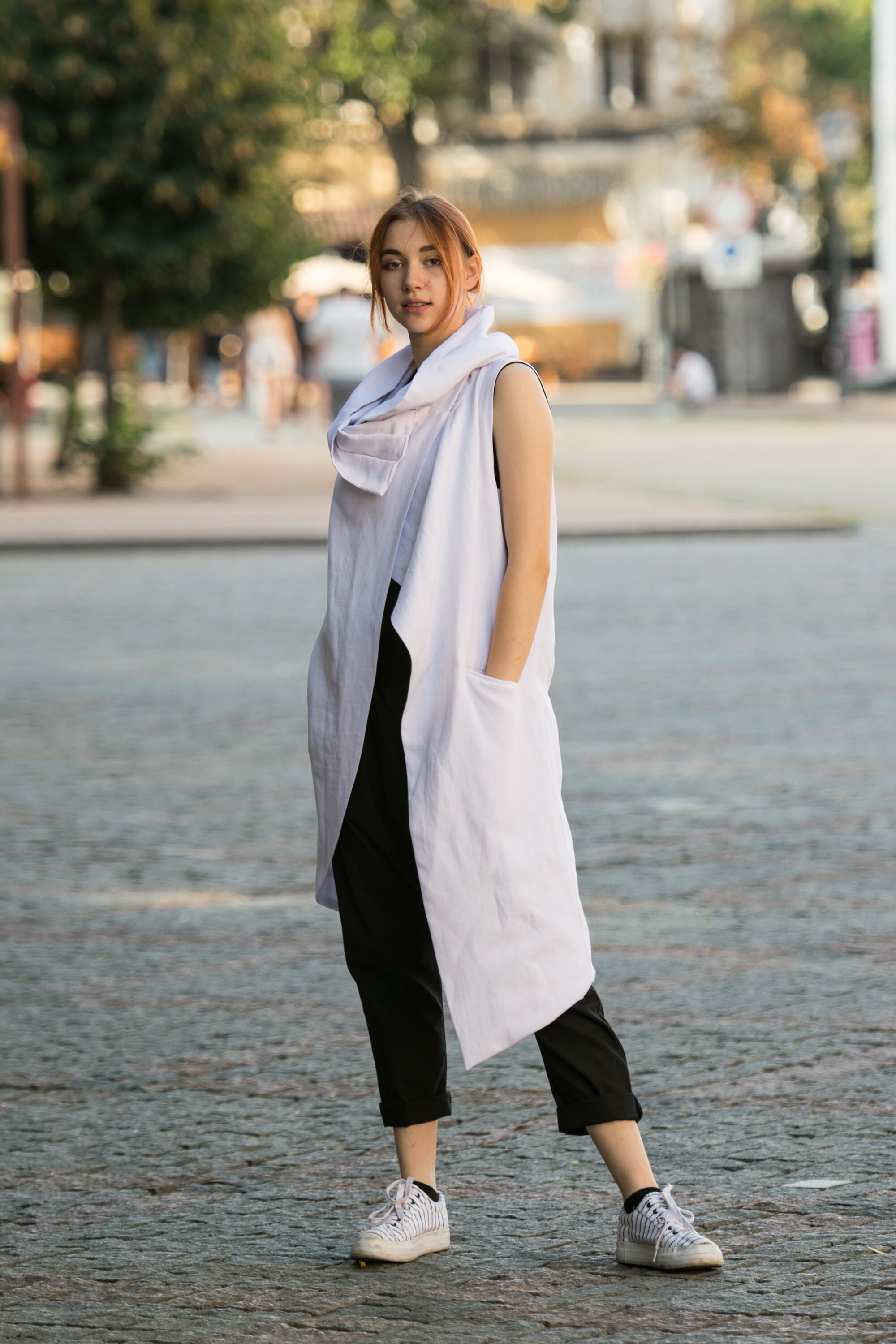 White Long Vest Coat Women dino Asymmetrical - Etsy