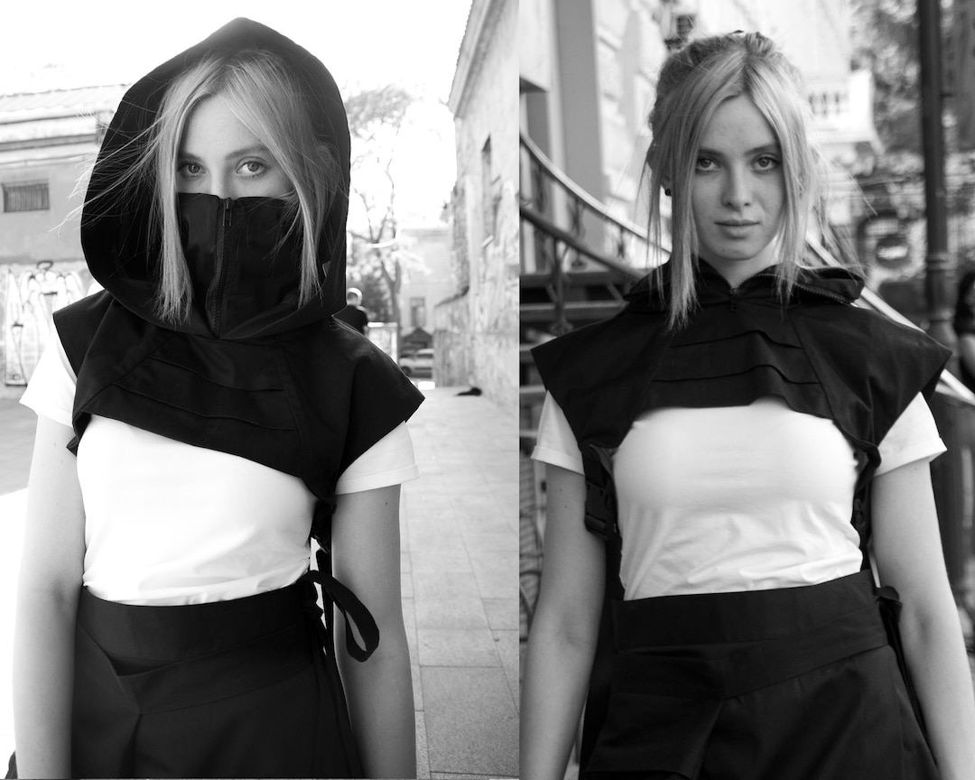 Shoulder Pad, Black Hood, Cybergoth Style, Cyberpunk Wear, Teckwear, - Etsy