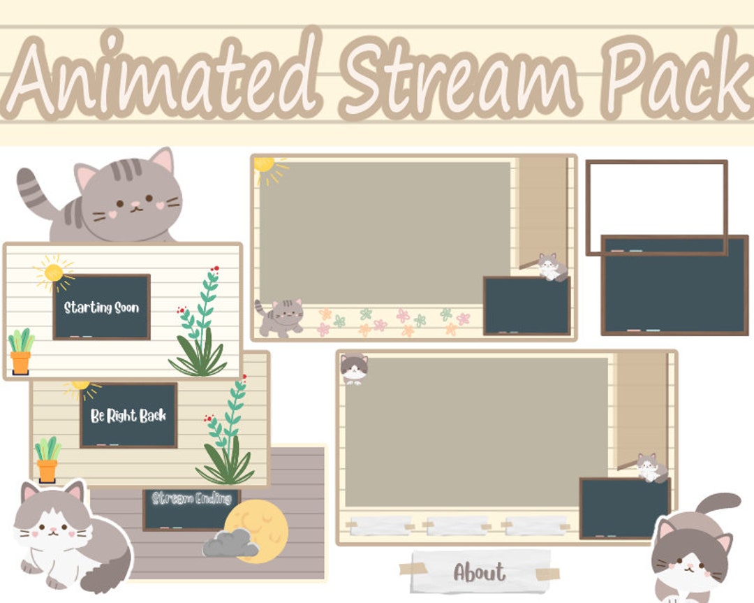 Comfy Cozy Cat Cafe Twitch Overlay Stream Pack | Animated | Fully ...