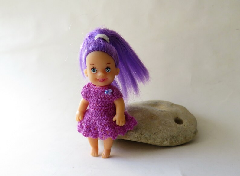 Vintage 3 Inch Doll With Clothes Rainbow Mini Girl Purple Baby Doll ...