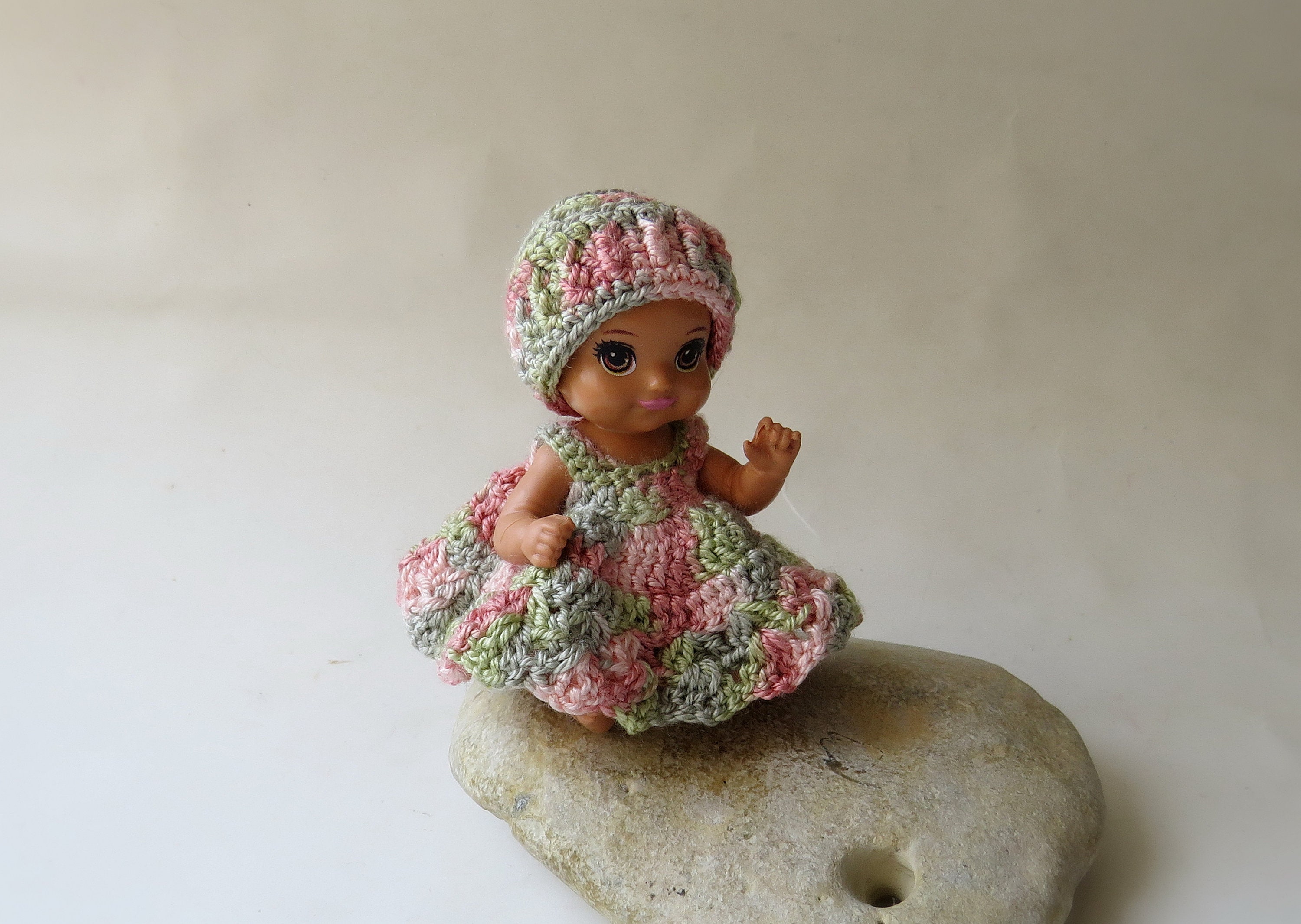 Dress for 3 Baby Mini Doll Outfit Mini Baby Doll Clothes Dress and Hat ...