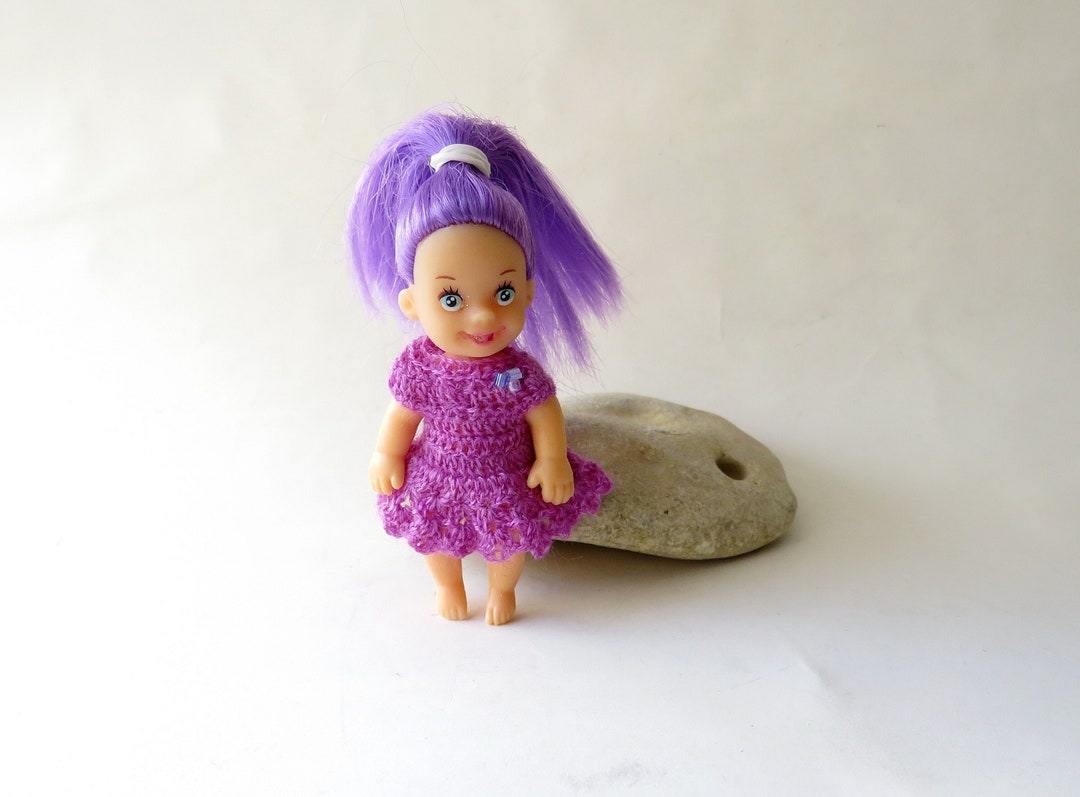 Vintage 3 Inch Doll With Clothes Rainbow Mini Girl Purple Baby Doll ...