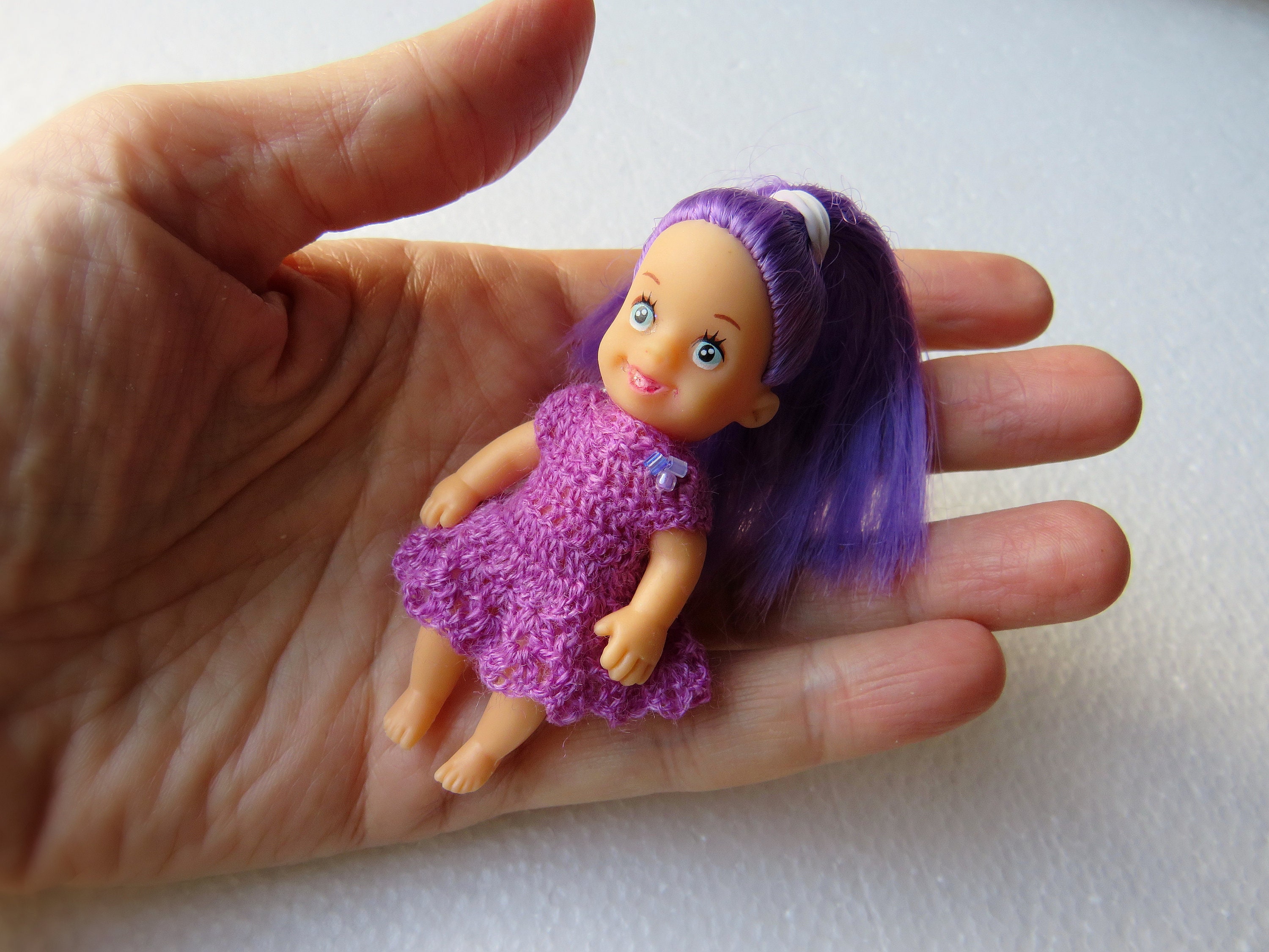 Vintage 3 Inch Doll With Clothes Rainbow Mini Girl Purple Baby - Etsy