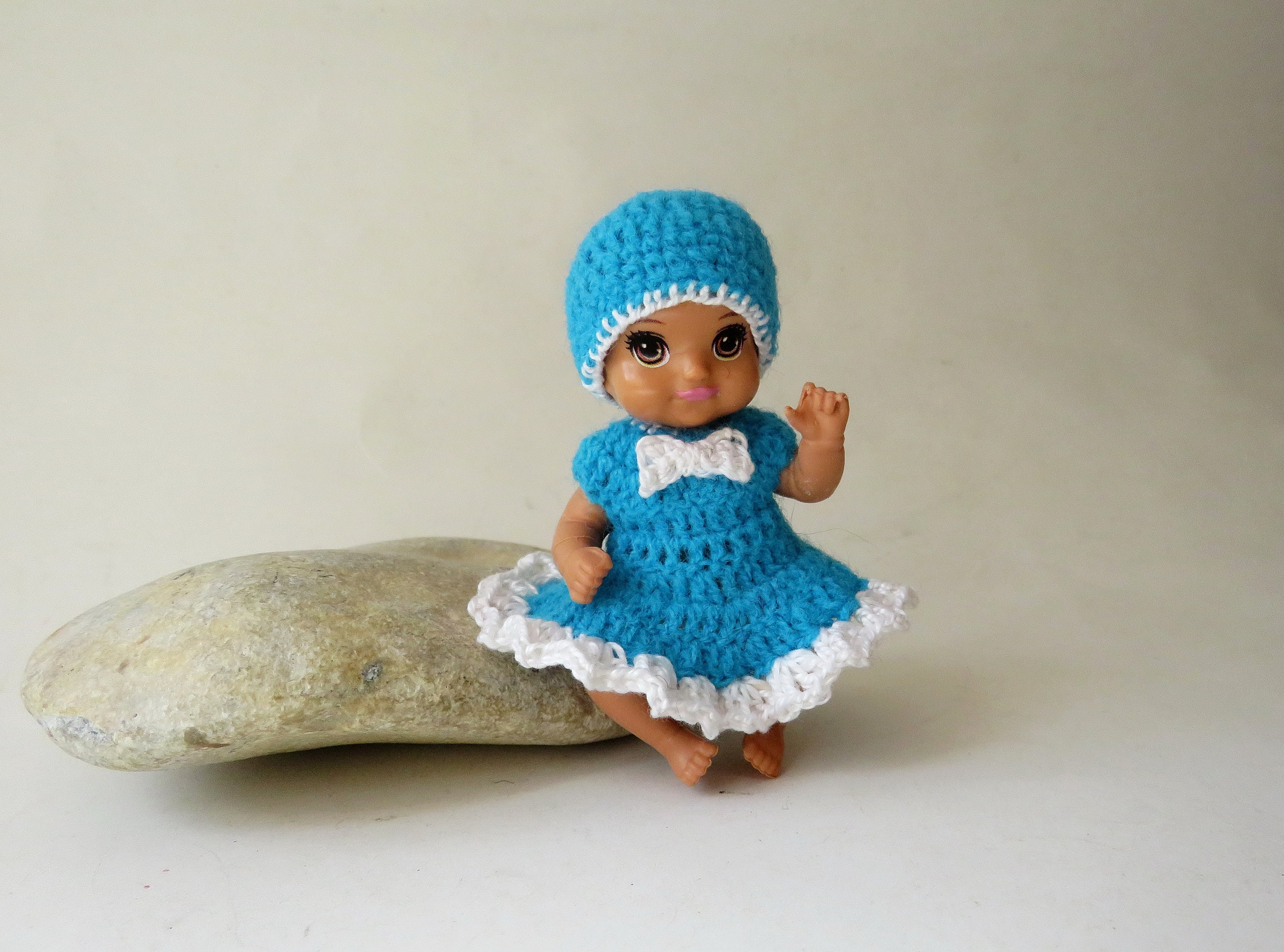 Dress for 3 Baby Mini Doll Outfit Mini Baby Doll Clothes Dress and Hat ...