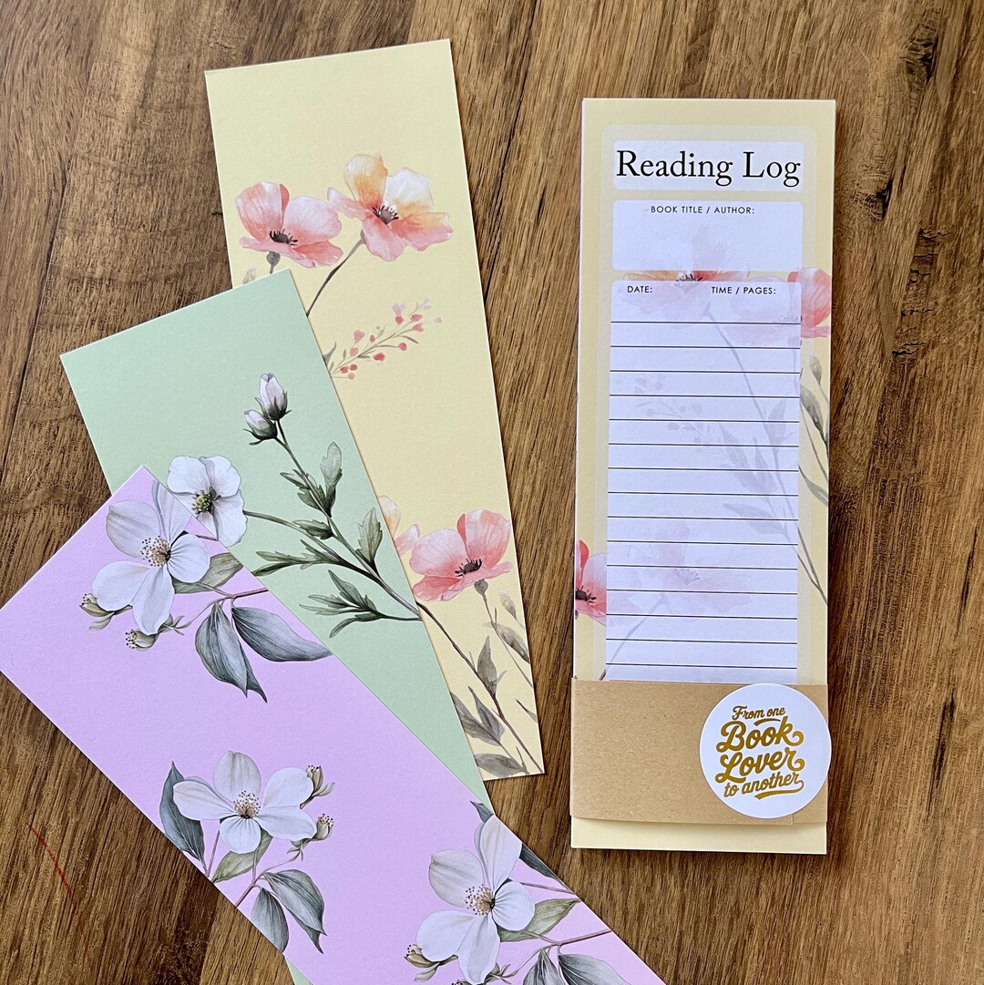 Reading Log Bookmark Set: Pastel Colour Floral Book Lovers Gift, Large ...