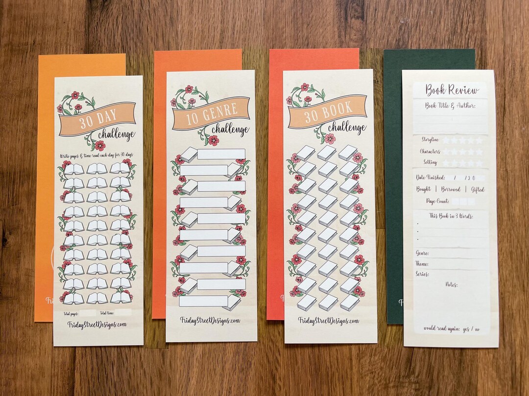 Book Review Bookmarks, Reading Challenges, Reading Gift for Book Lover ...