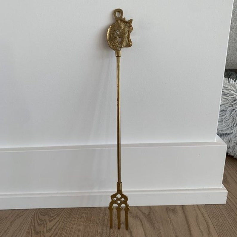Vintage Brass Horse Head Fork Fireplace Tool - Etsy