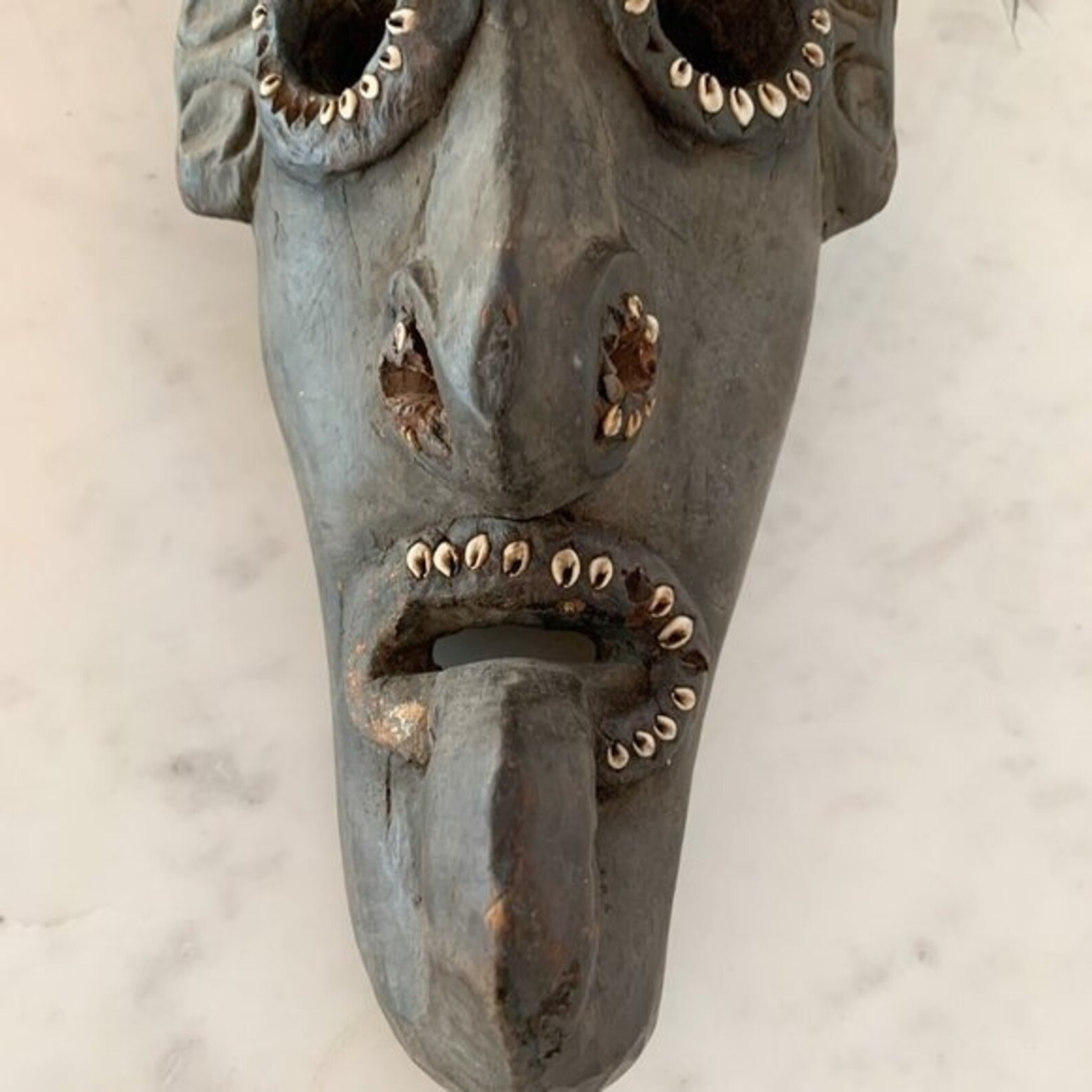 Vintage African Wood Mask With Cowrie Shells and Feathers - Etsy