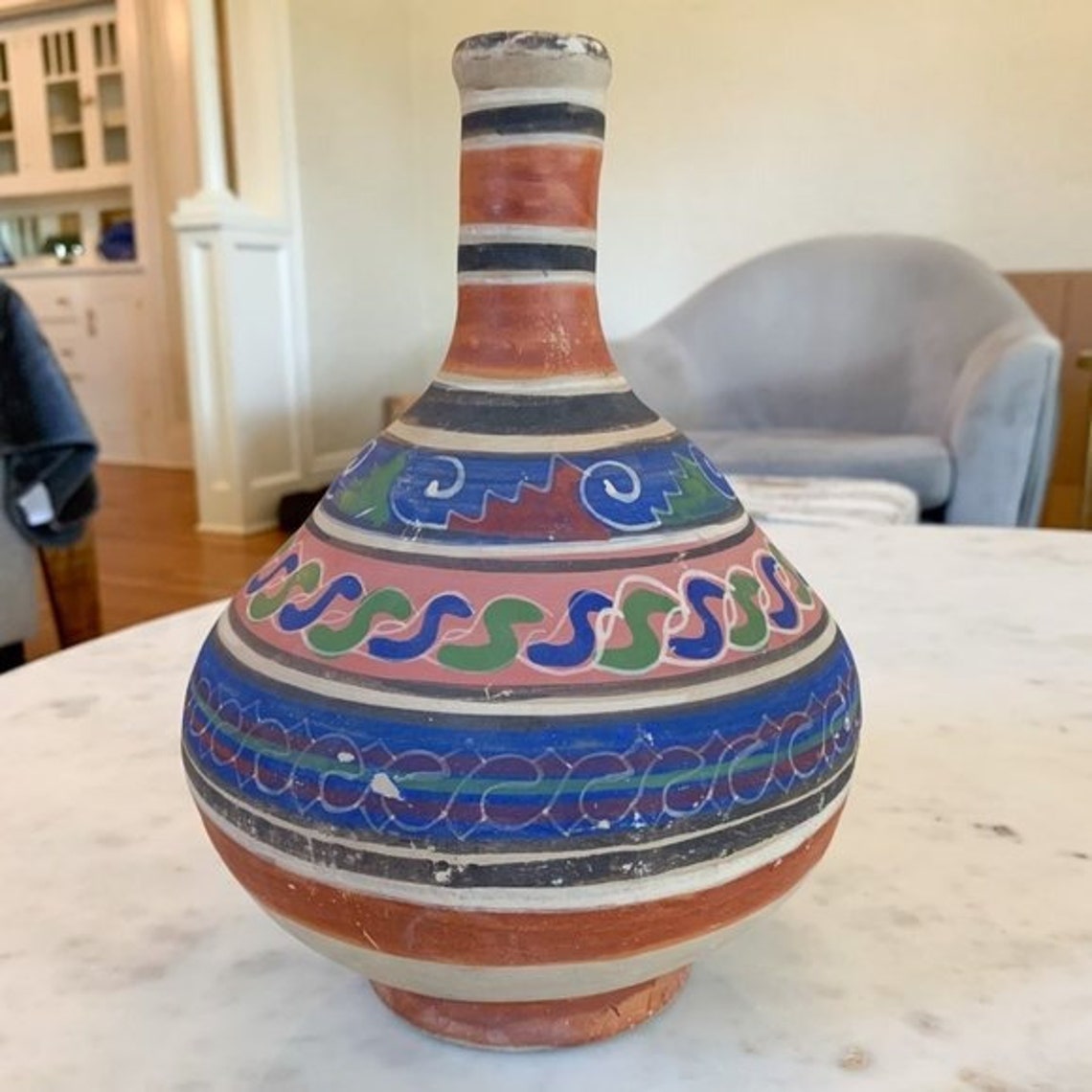 Vintage Pottery Water Jug, Mexican Folk Art - Etsy