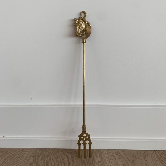 Vintage Brass Horse Head Fork Fireplace Tool - Etsy