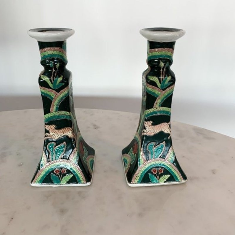 Painted Candlesticks - Etsy