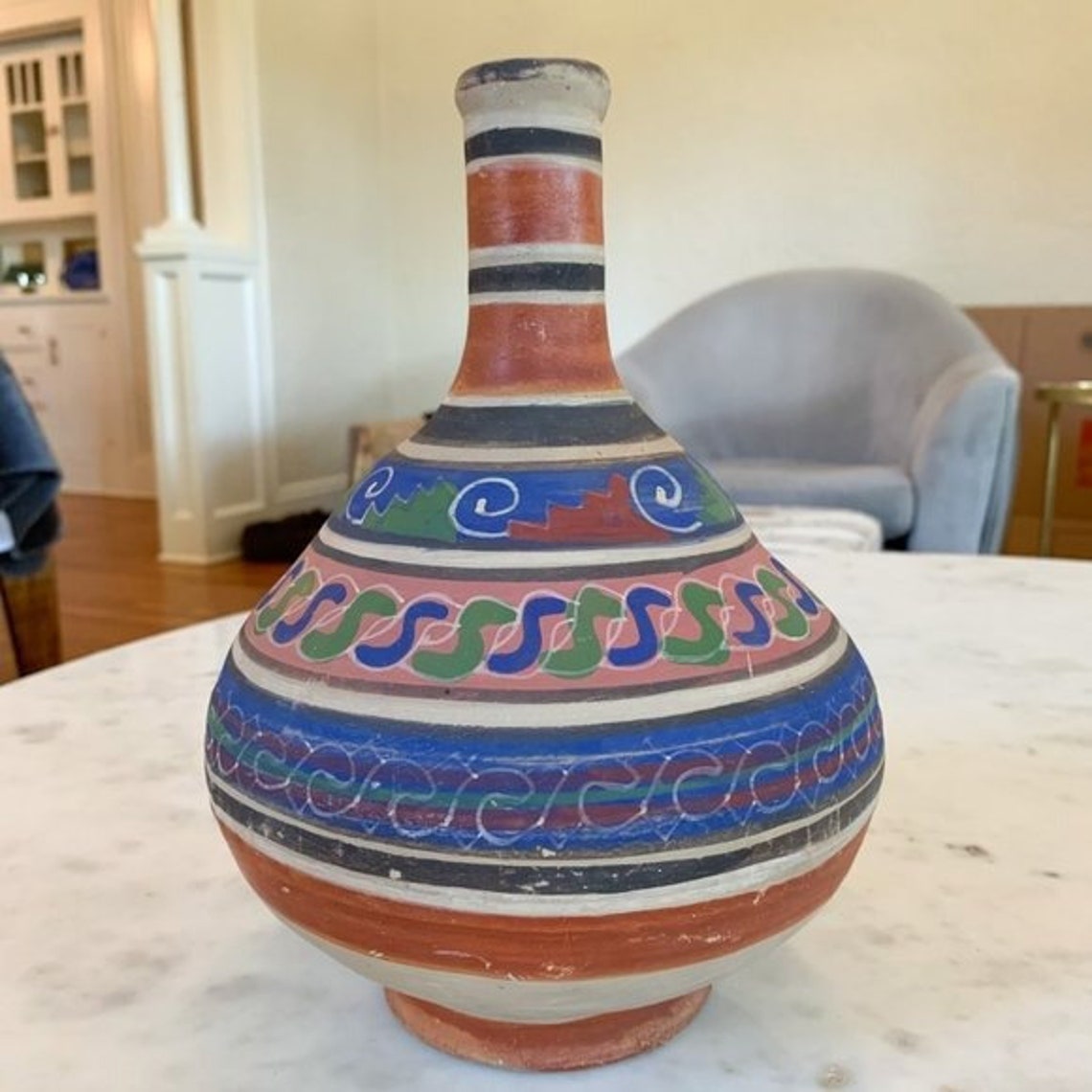 Vintage Pottery Water Jug, Mexican Folk Art - Etsy