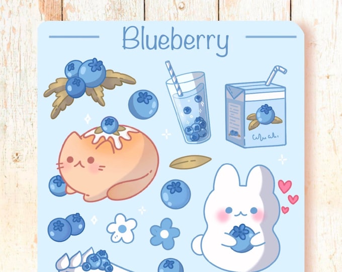 Blueberry Sticker Sheet Vinyl/matte A6 - Etsy