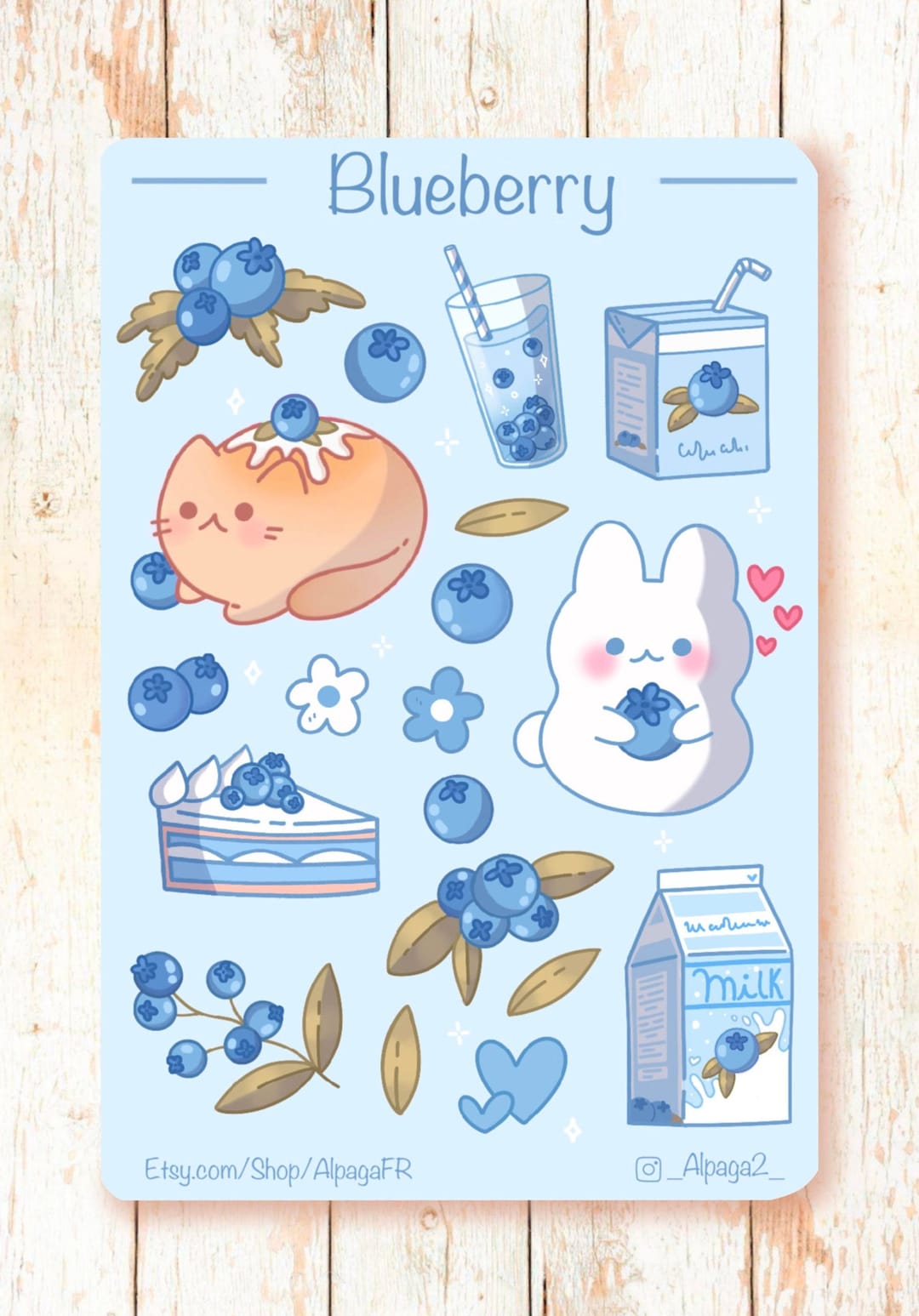 Blueberry Sticker Sheet - Vinyl/matte A6 - Etsy