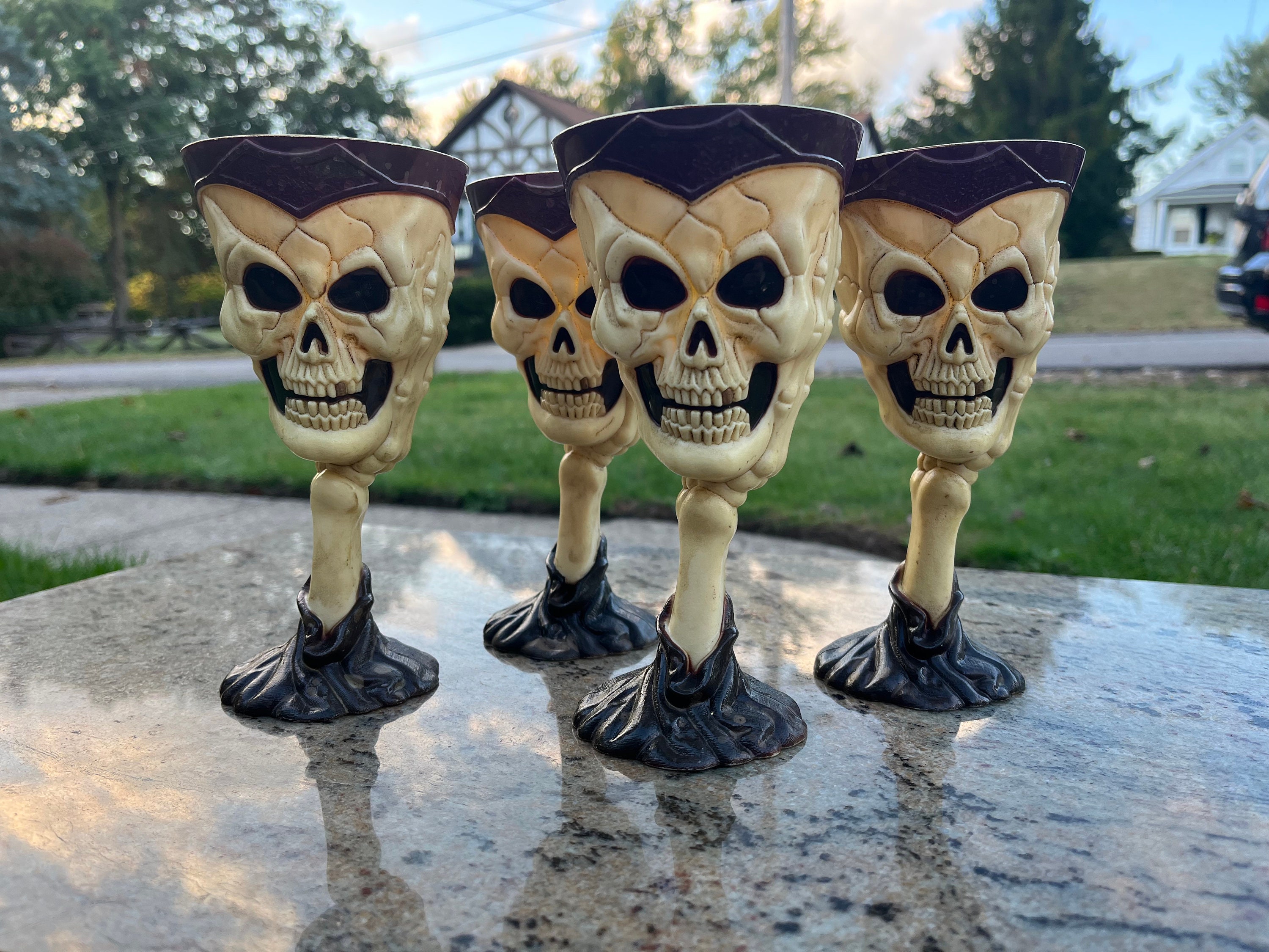 Matching Vintage PLASTIC SKULL HALLOWEEN Goblets / Glasses / - Etsy
