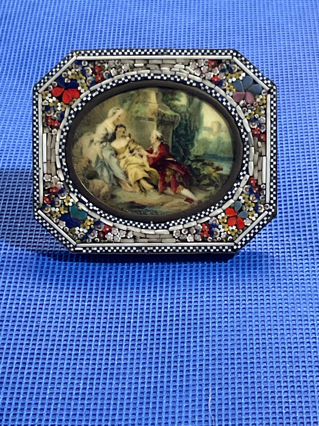 Vintage Italian Miniature in Micro Mosaic Frame Overall Size is 2 1/8 X ...