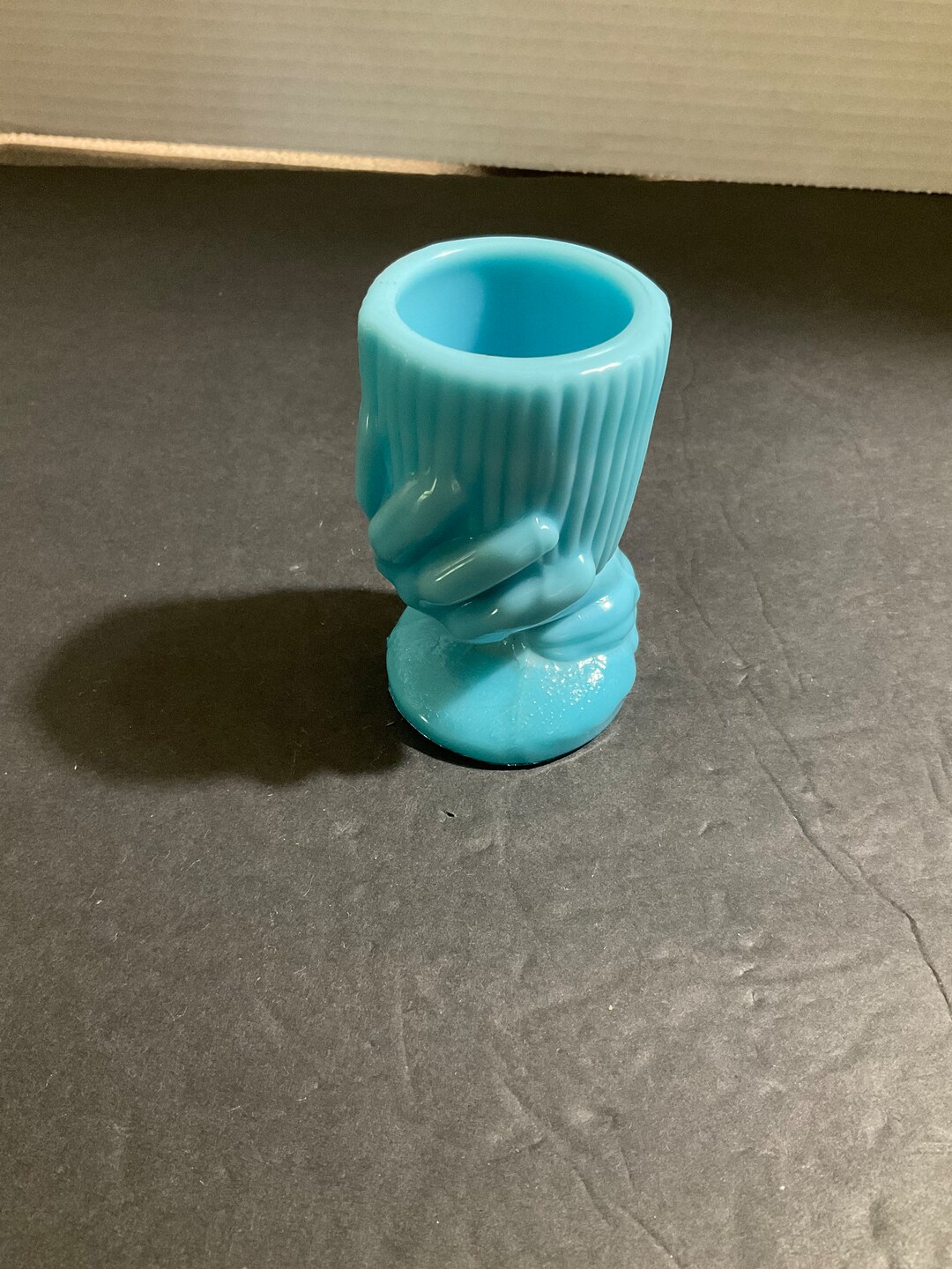 Vintage Delphite Blue Glass Beggars Hand Egg Cup - Etsy