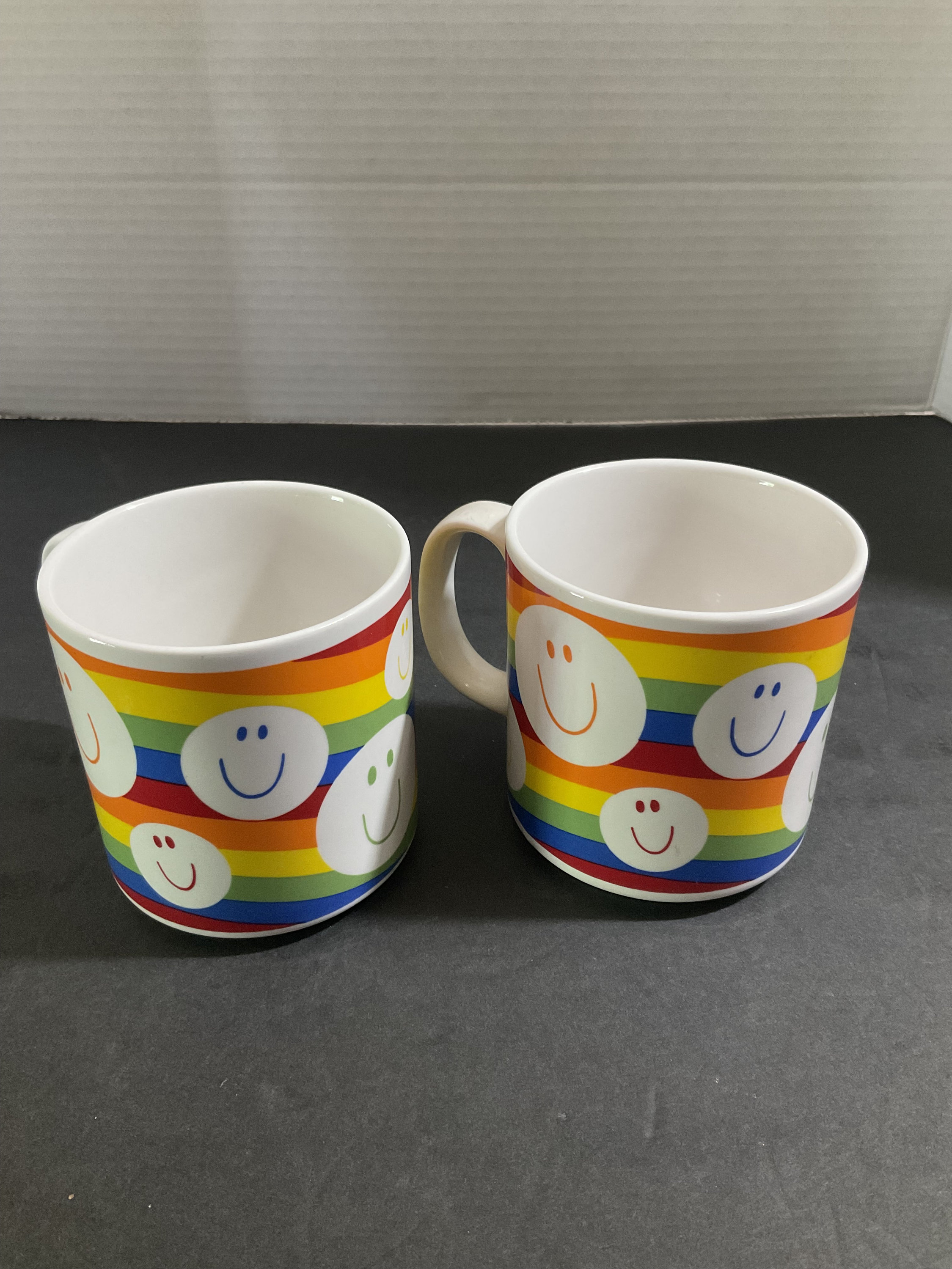 Vintage Russ Rainbow Smiley Face Mug Made in Korea Set of 2 - Etsy