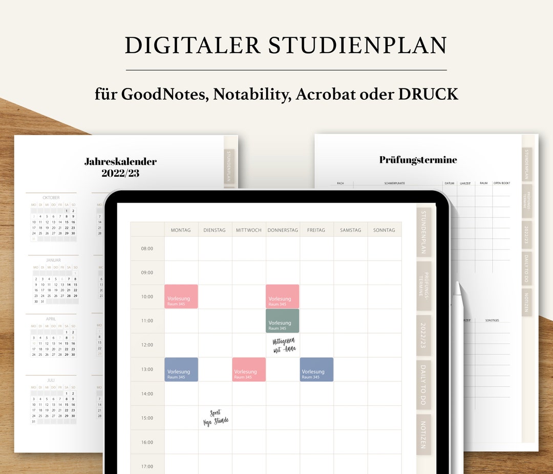 Digitaler Planer Studium 2022-2023 Deutsch Für Good Notes - Etsy