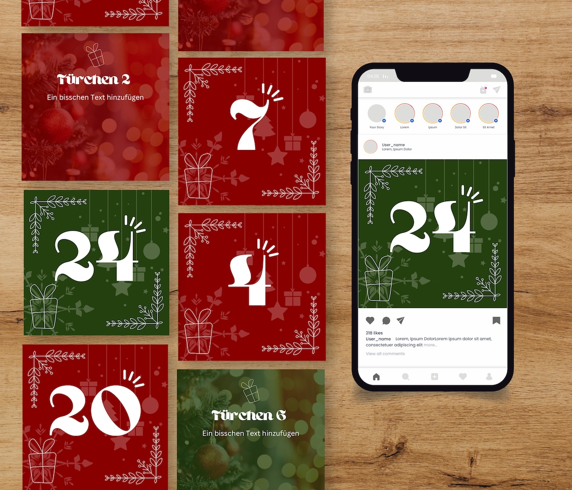 Digital Advent Calendar Instagram Template, Social Media Template Canva ...