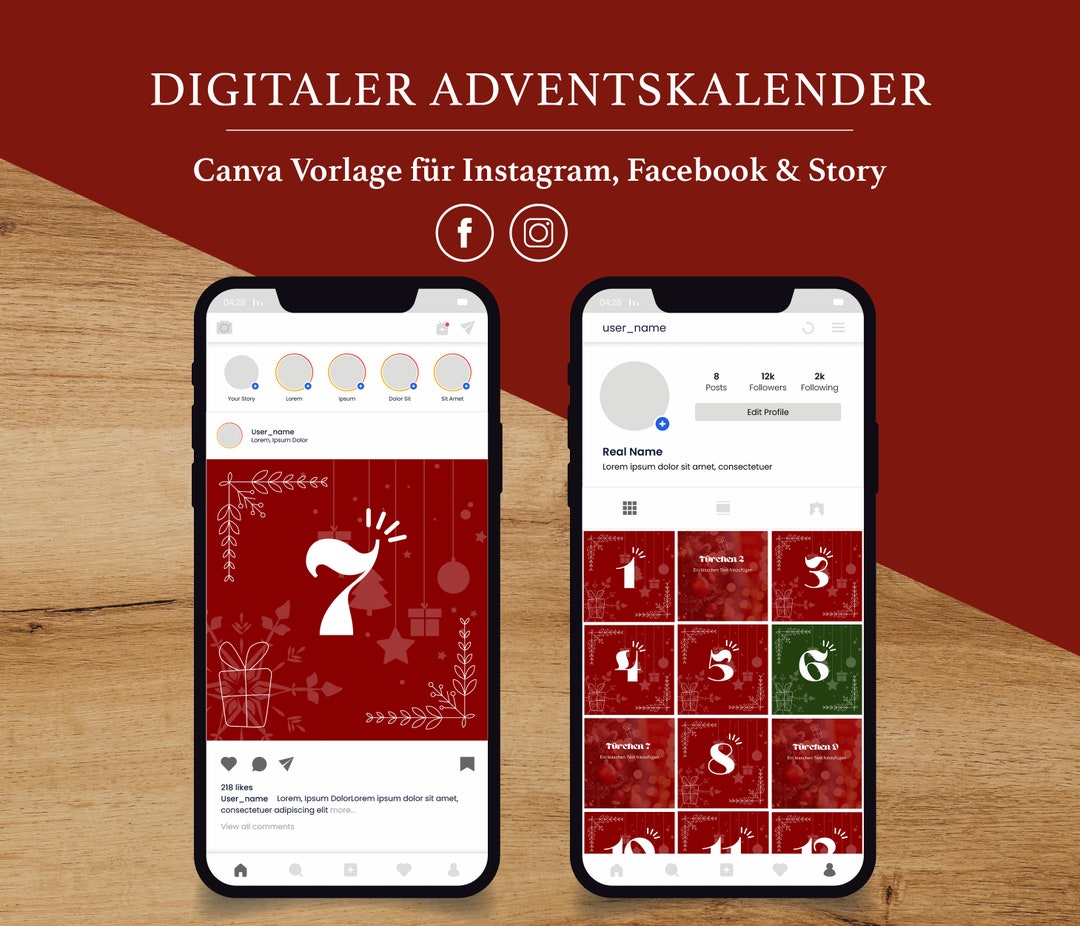 Digital Advent Calendar Instagram Template, Social Media Template Canva ...