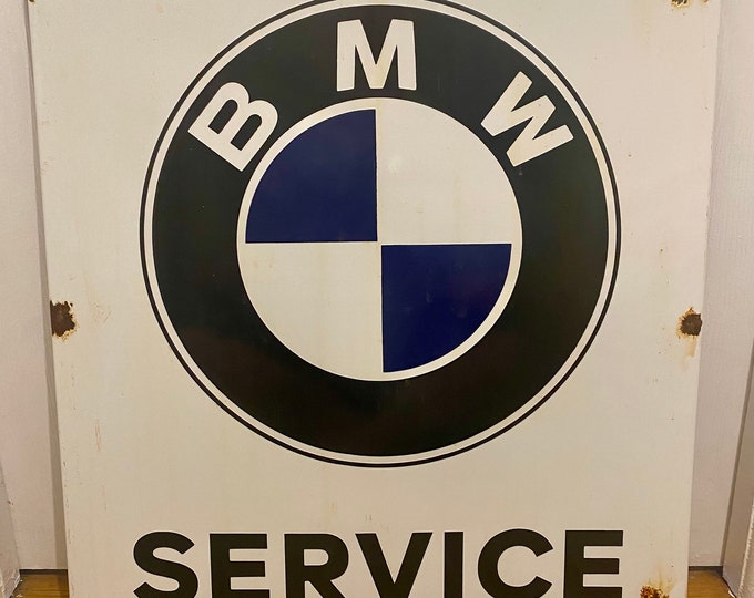 Rare Large Vintage BMW Enamel Metal Advertising Sign Dealer Dealership ...