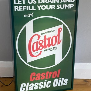 Castrol Oil Illuminated Advertising Sign: Garage Petrol Service Station ...