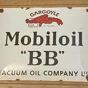 Rare - Mobiloil BB Gargoyle Dealer Enamel Metal Sign Showroom Garage ...