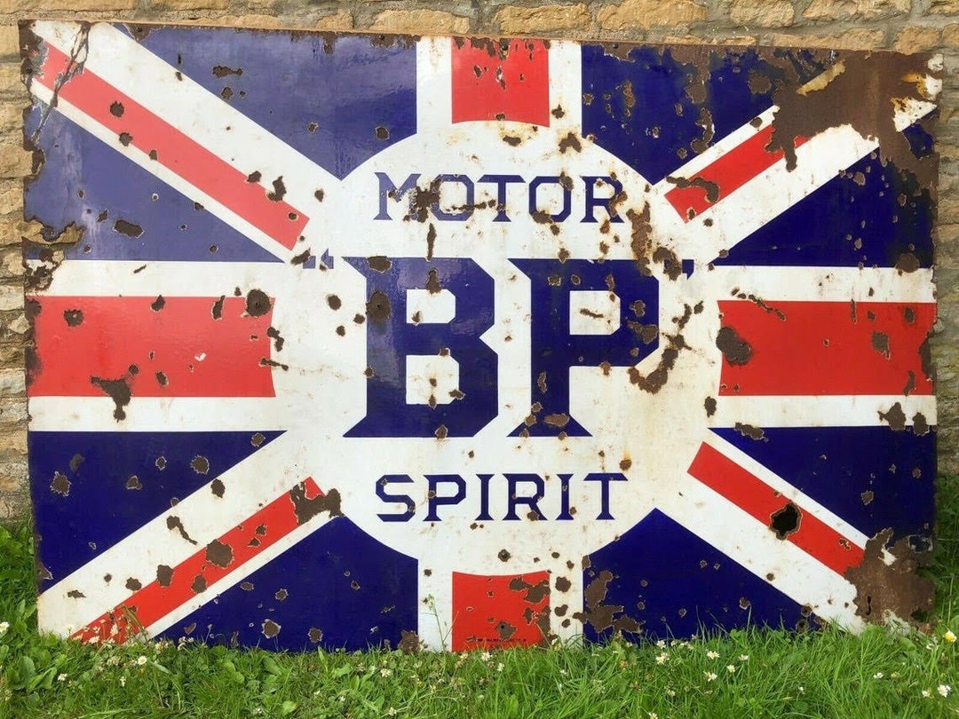 Rare Antique BP Motor Spirit Union Jack Enamel Wall Sign - Etsy