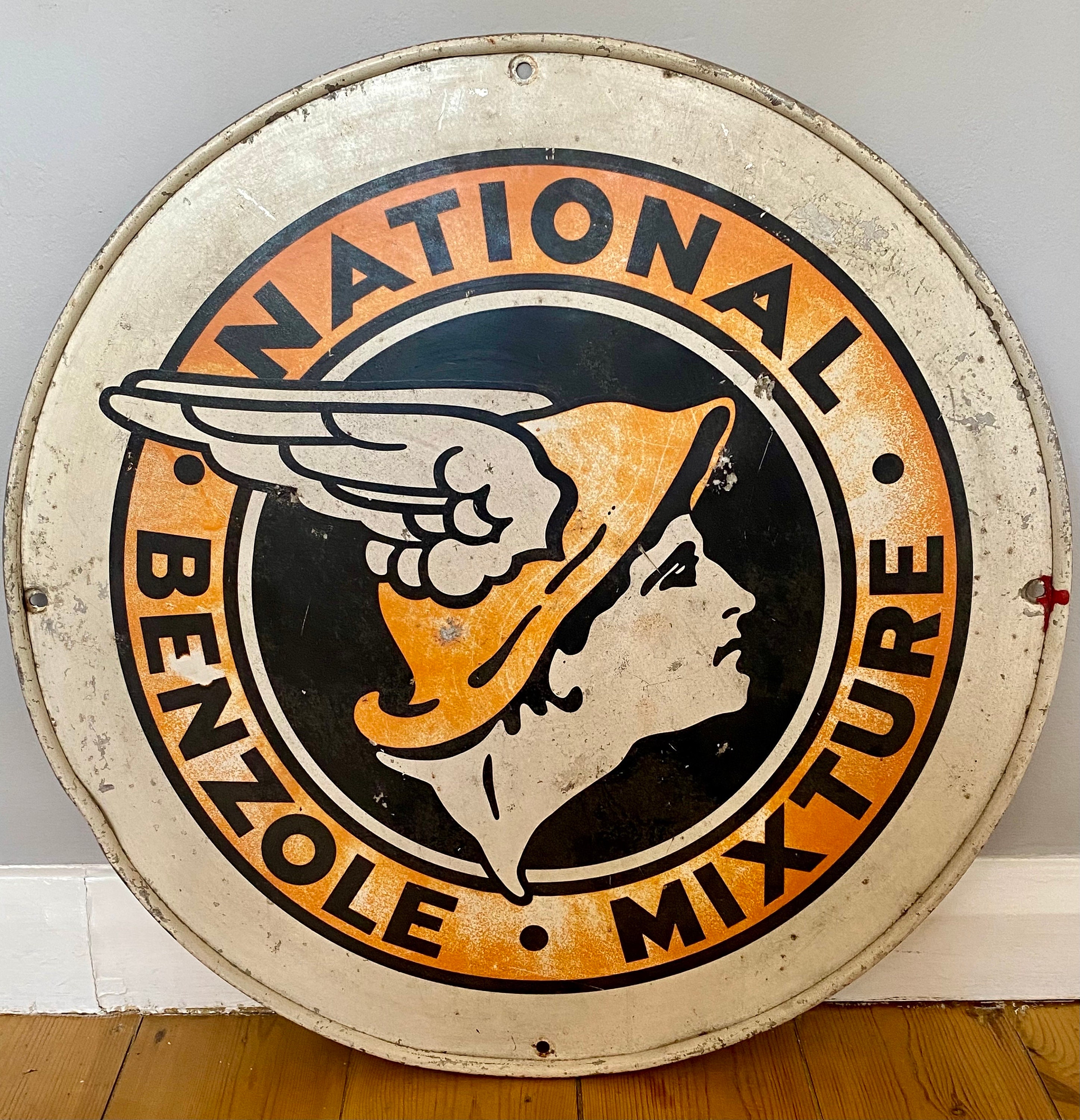 Rare 1930s Large National Benzole Mixture Old Metal Garage Dealer ...