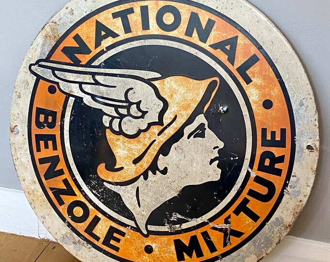 Rare 1930s Large National Benzole Mixture Old Metal Garage Dealer ...
