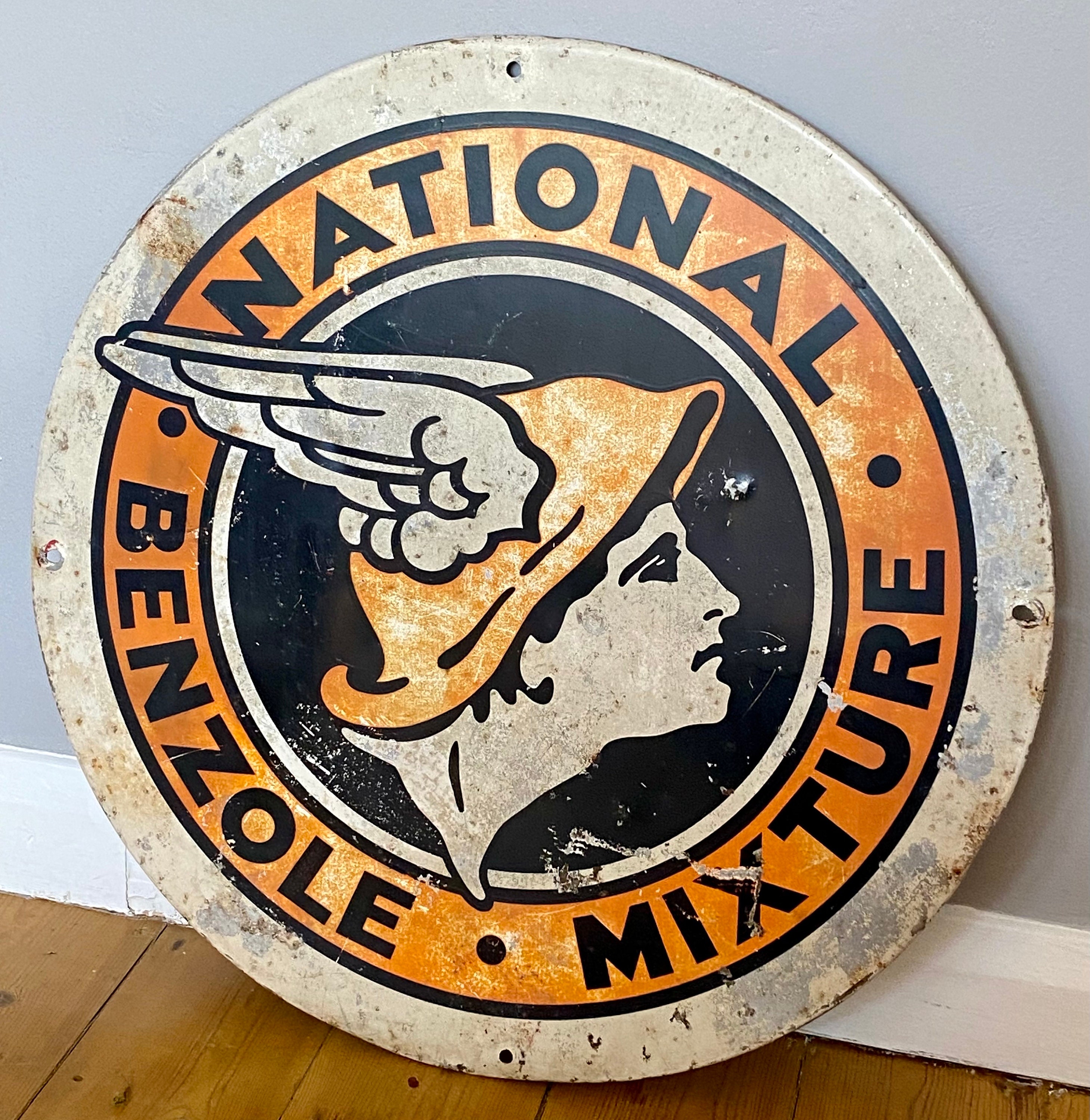 Rare 1930s Large National Benzole Mixture Old Metal Garage Dealer ...