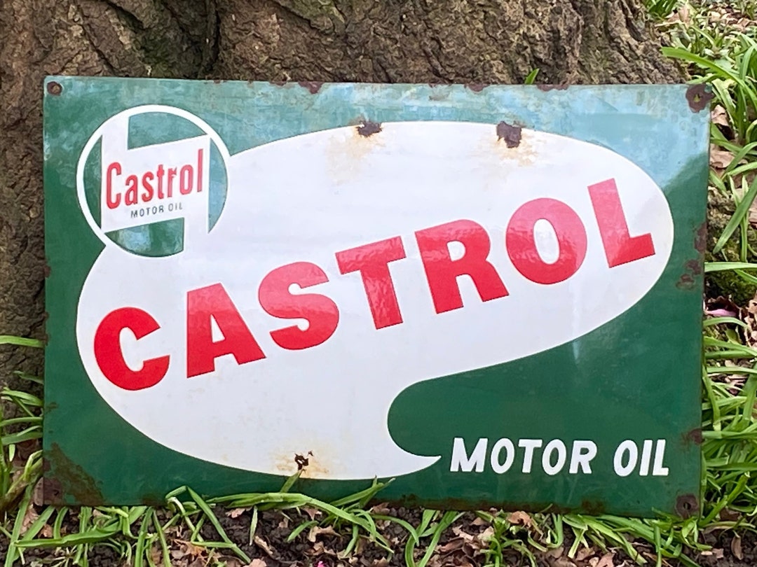 Rare Large Castrol Motor Oil Enamel Sign Antique Engine Oil Garage ...