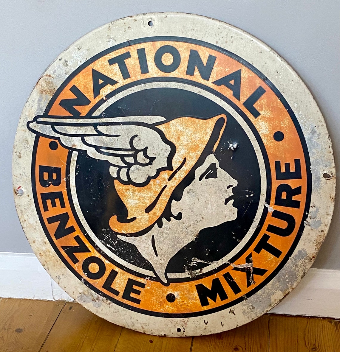 Rare 1930s Large National Benzole Mixture Old Metal Garage Dealer ...