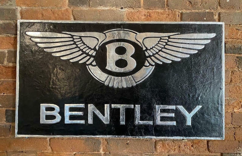 Rare - Huge Bentley Wall Plaque Cast Metal Wall Art Picture Dealership ...