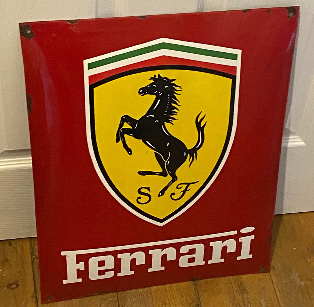 Rare - Large Ferrari Enamel Dealership Porcelain Enamel Dealer ...