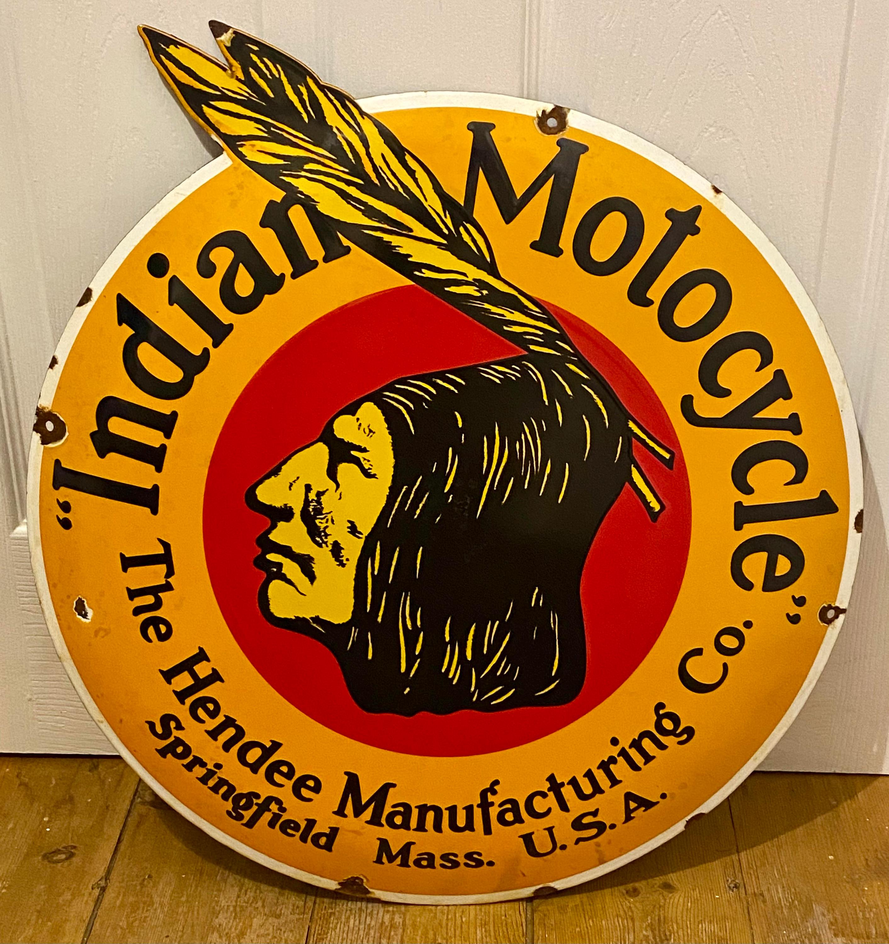 Rare Extra Large Indian Motorcycle Advertising Sign Enamel Motorbike ...