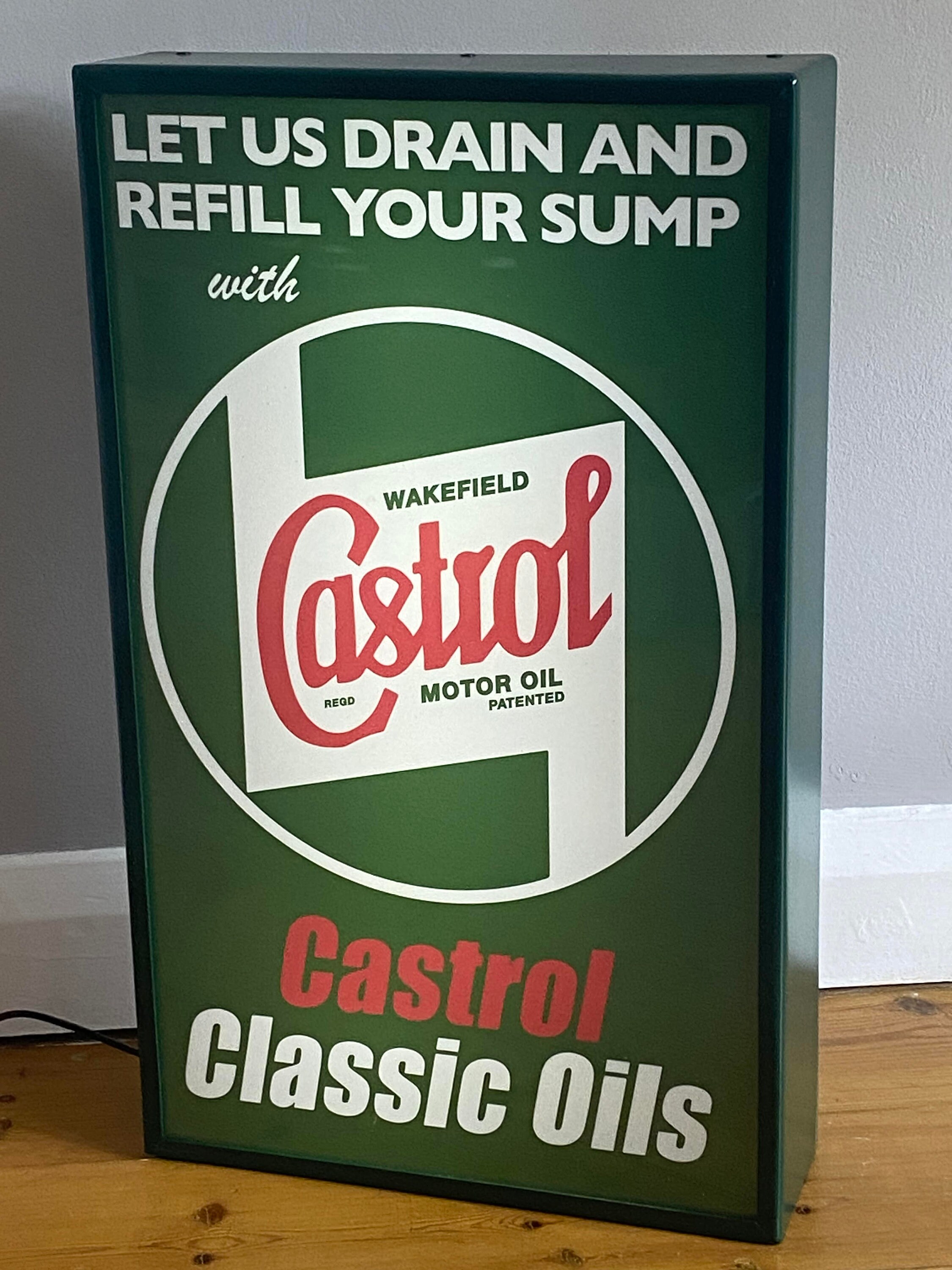 Castrol Oil Illuminated Advertising Sign Garage Oil Garage Gas - Etsy