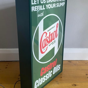 Castrol Oil Illuminated Advertising Sign: Garage Petrol Service Station ...