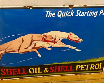 Rare Large Shell Enamel Sign Antique Shell Motor Spirit Oil Garage ...
