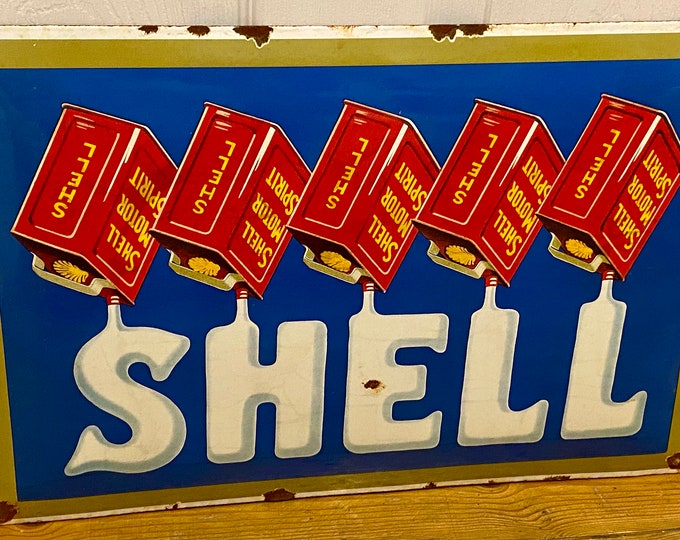 Rare Large Shell Enamel Sign Antique Shell Motor Spirit Oil Garage ...