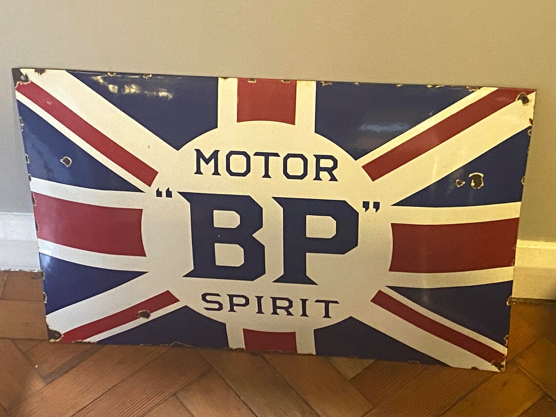 BP British Petroleum Motor Spirit Enamel Metal Wall Sign Dealership ...