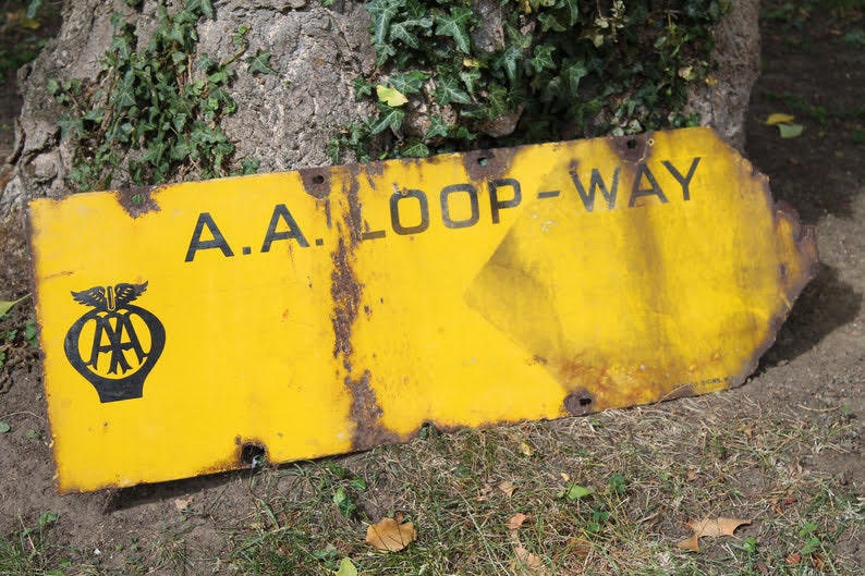 Vintage AA Loop-way Enamel Sign: Franco SW1, Automobile Association ...