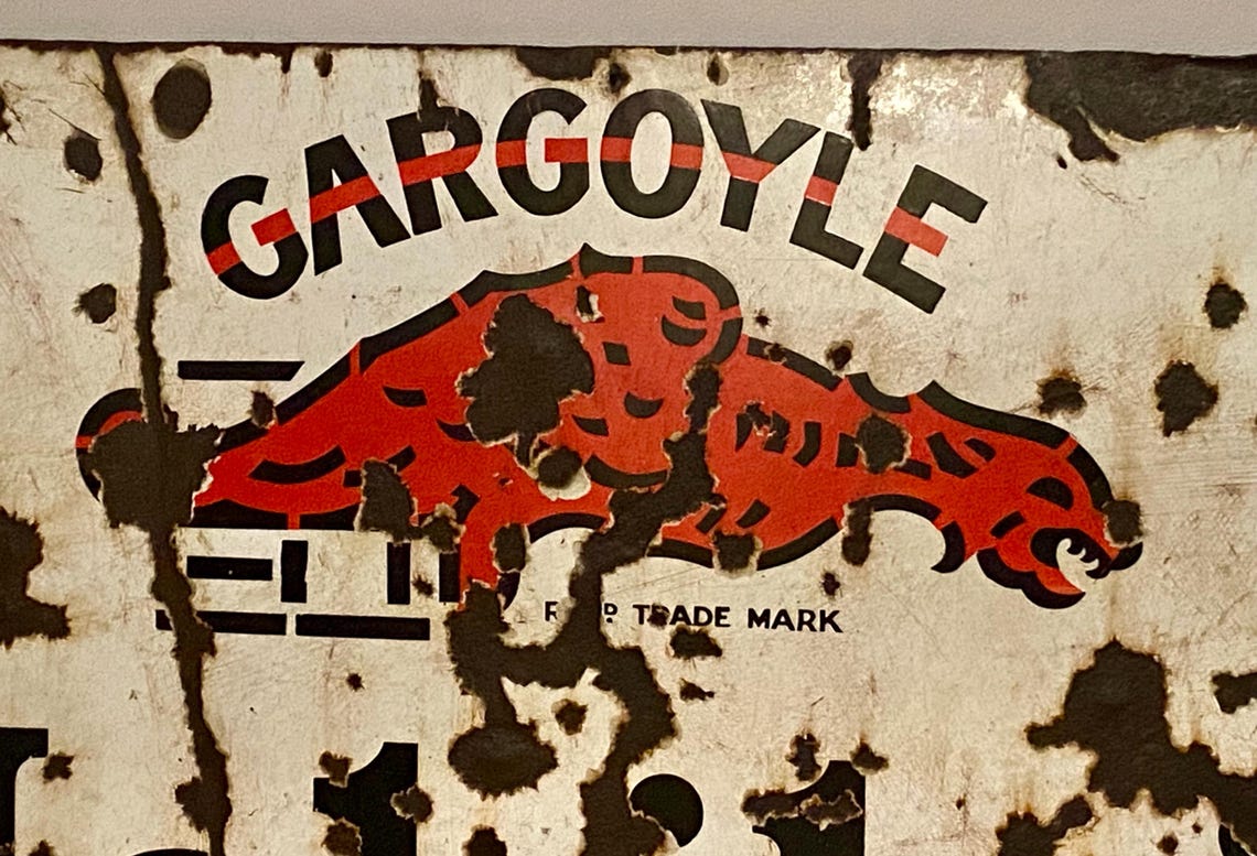 Antique Gargoyle Mobiloil Enamel Sign: Vacuum Oil Company Advertising ...
