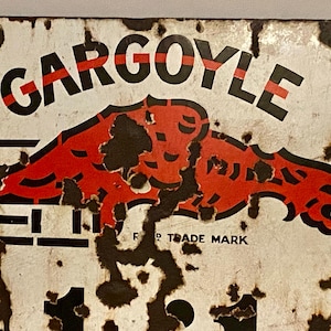 Antique Gargoyle Mobiloil Enamel Sign: Vacuum Oil Company Advertising ...